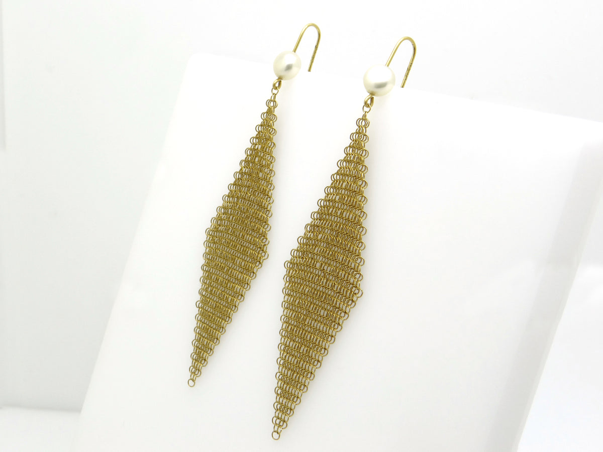 Tiffany & Co 18k Gold Elsa Peretti Pearl Mesh Earrings – Cileone Jewelers