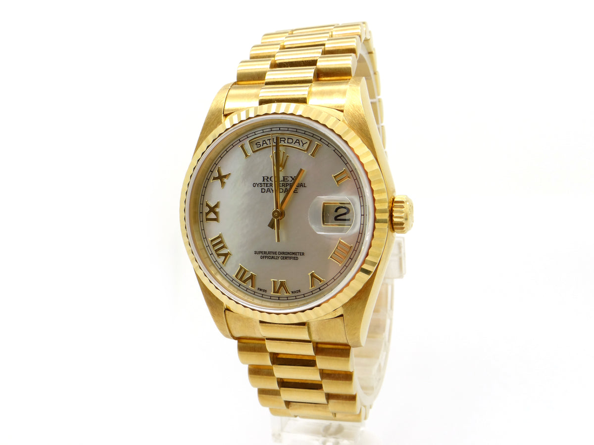 Rolex Mens Day Date 18238 President 18k Gold 36mm Mother Pearl Dial ...