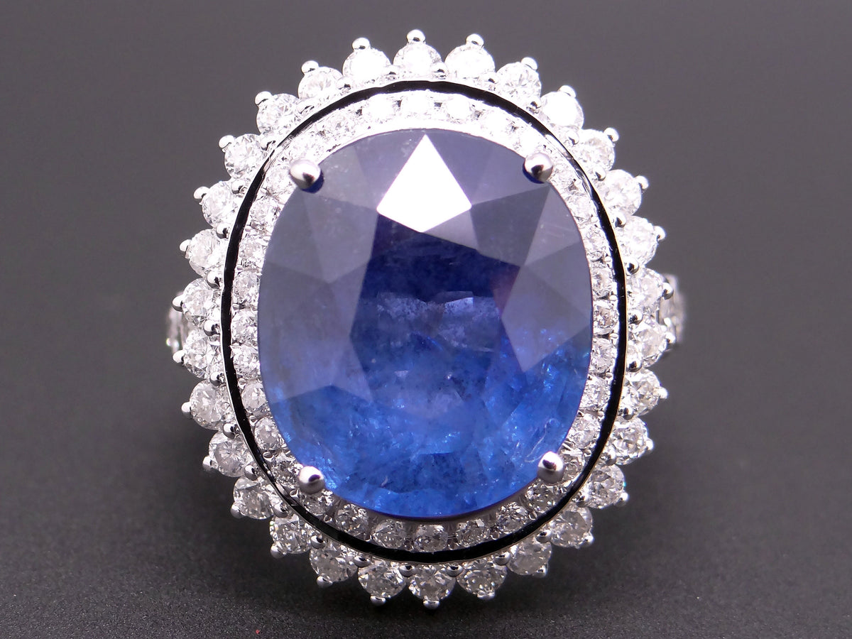 M. Christoff 18k White Gold 13.57ct Sapphire Diamond Ring Size ...